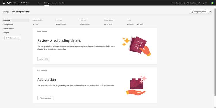 Screenshot of selecting the Adobe Connect card while creating a new listing