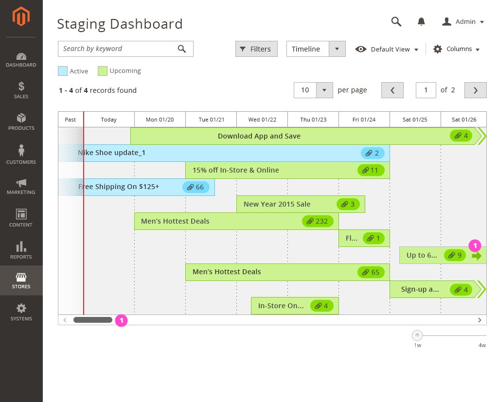 Timeline Dashboard | Commerce Admin Development