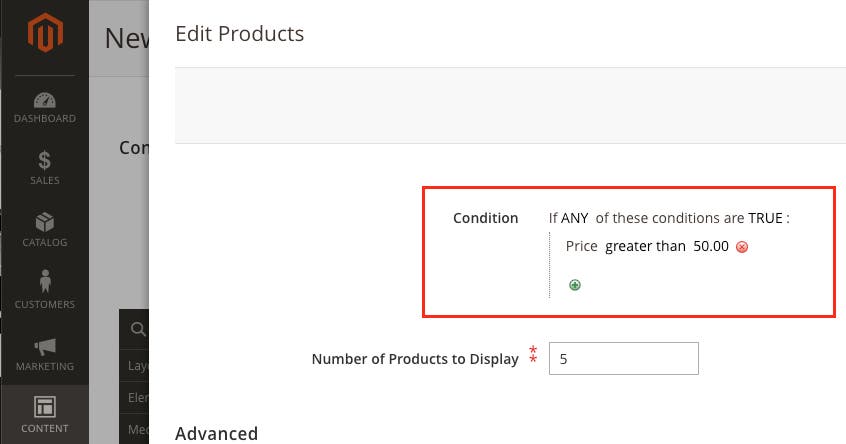 Apply product conditions