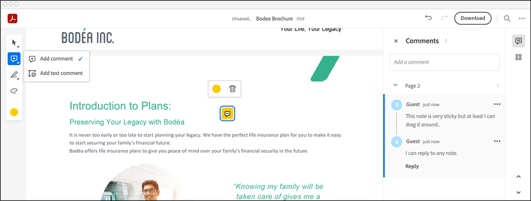 How Tos Comments | PDF Embed API | Adobe PDF Services